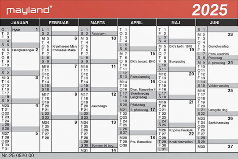 Mini kalender 2025* – Papirlageret